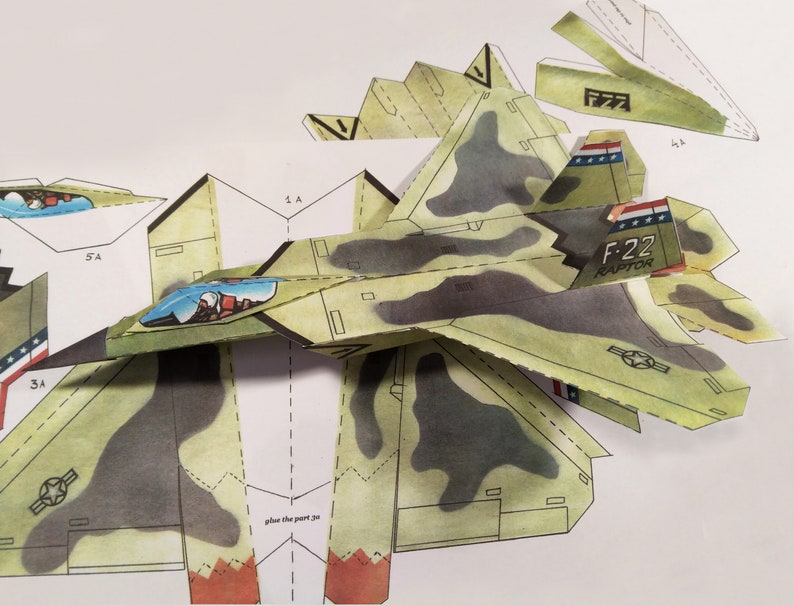 Paper Toys Airplane Toy Making Plans F-22 Raptor Paper Model Kit ...