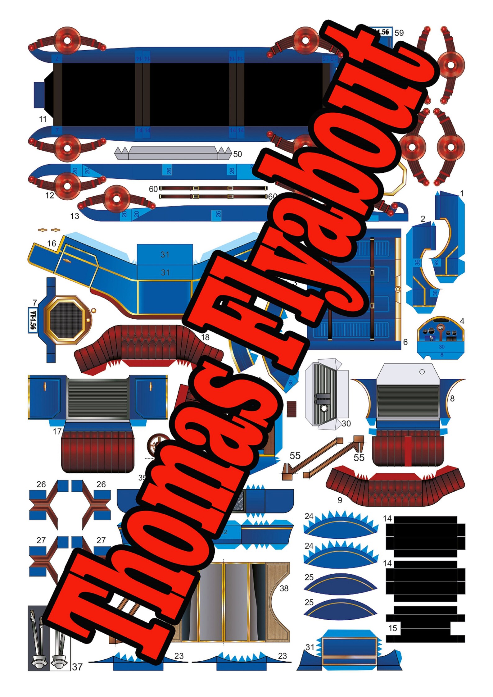 Retro Car Model Paper Model Kit Thomas Flyabout Papercraft 3D Printable ...