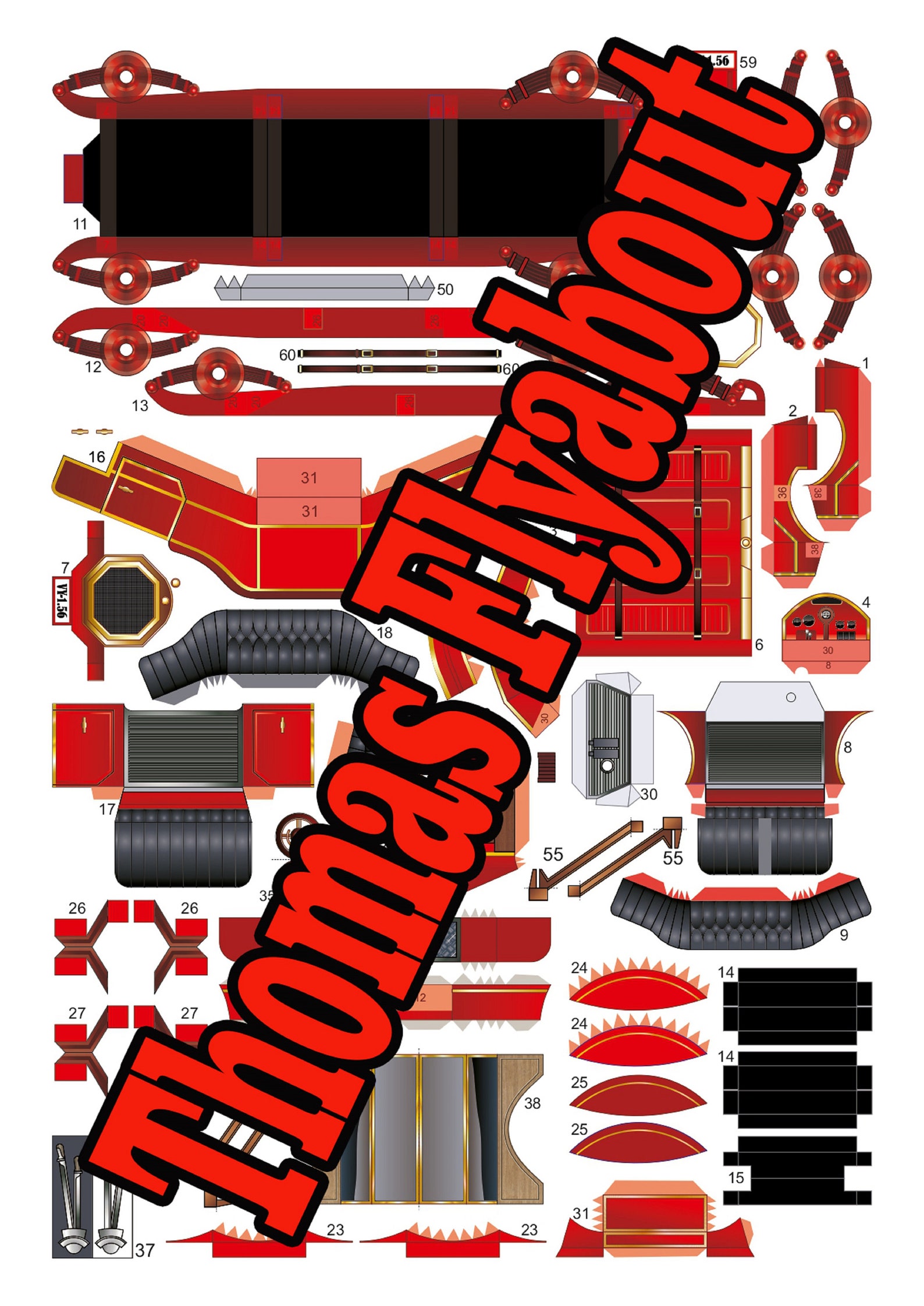 Retro Car Model Paper Model Kit Thomas Flyabout Papercraft 3D Printable ...