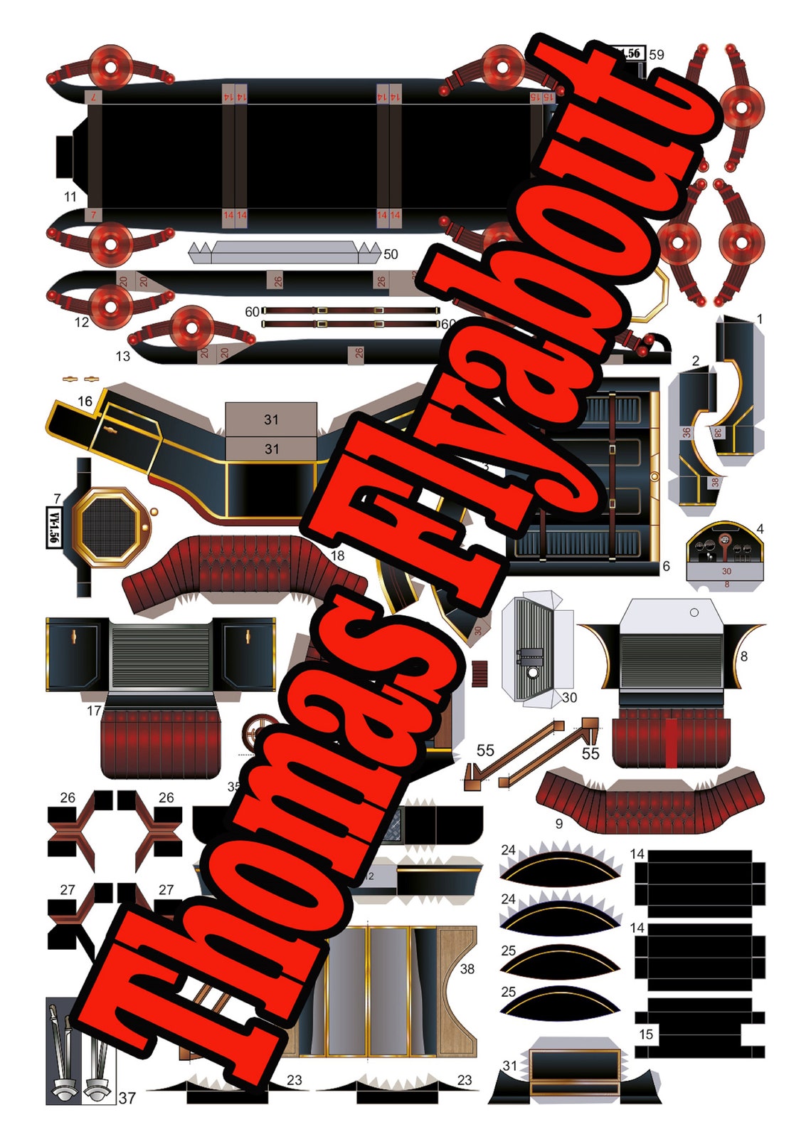 Retro Car Model Paper Model Kit Thomas Flyabout Papercraft 3D Printable ...