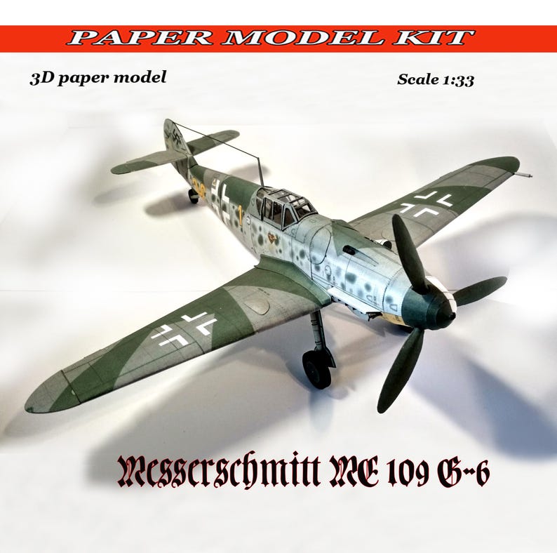 Paper Model Airplan,airplane Kit ME 109 G-6,paper Model Kit,papercraft ...