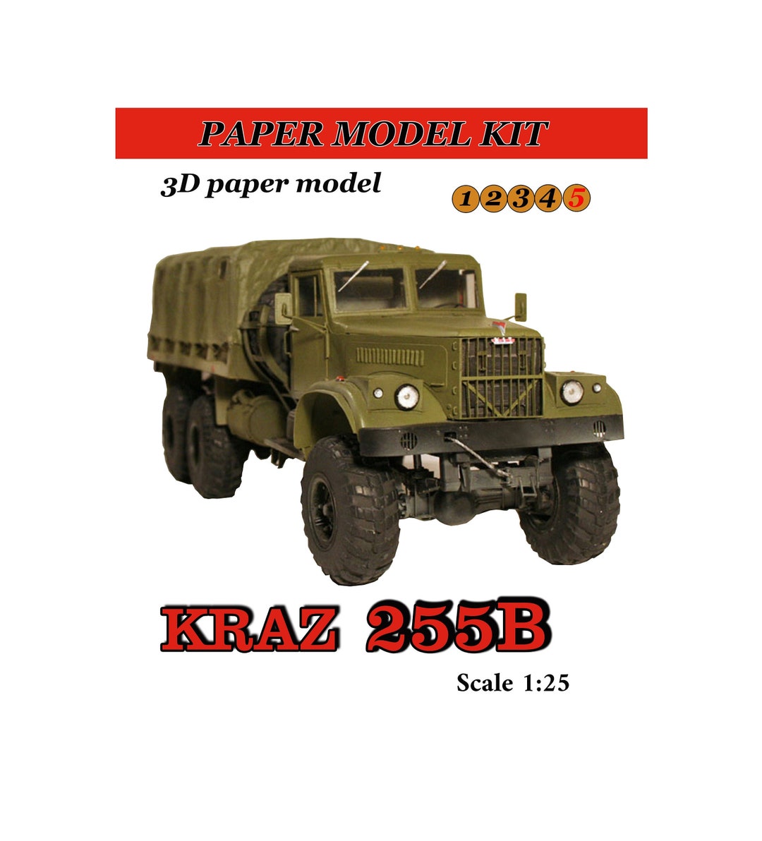 Paper Truck Model Paper Model Kit KRAZ Papercraft 3D Printable Diy How ...