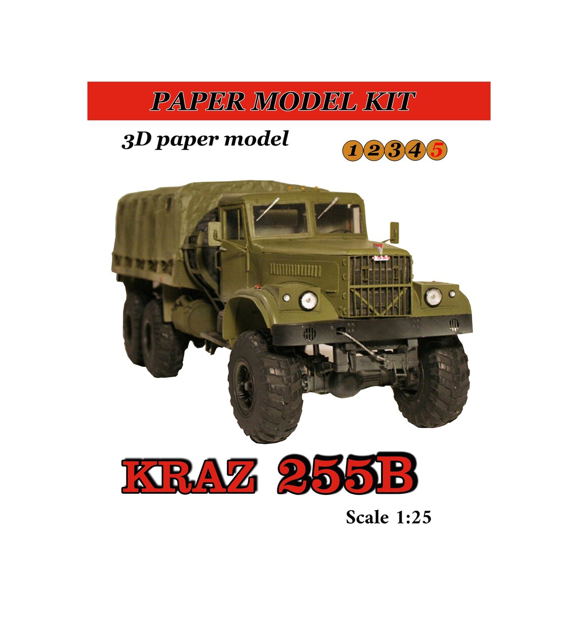 Paper Truck Model Paper Model Kit KRAZ Papercraft 3D Printable Diy How ...