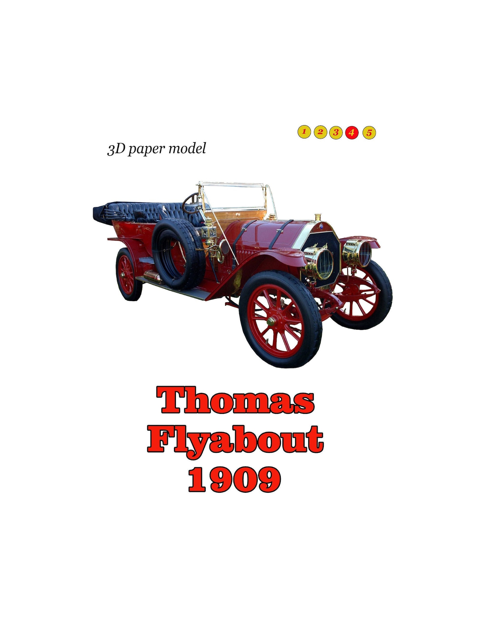 Retro Car Model Paper Model Kit Thomas Flyabout Papercraft 3D Printable ...