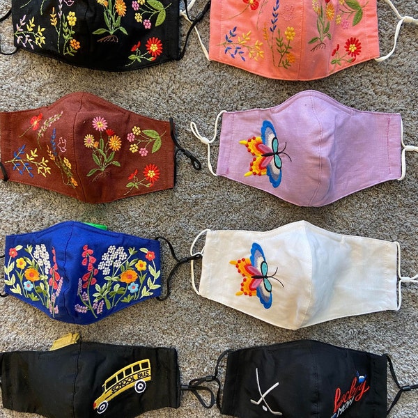 Embroidered Mask - Etsy