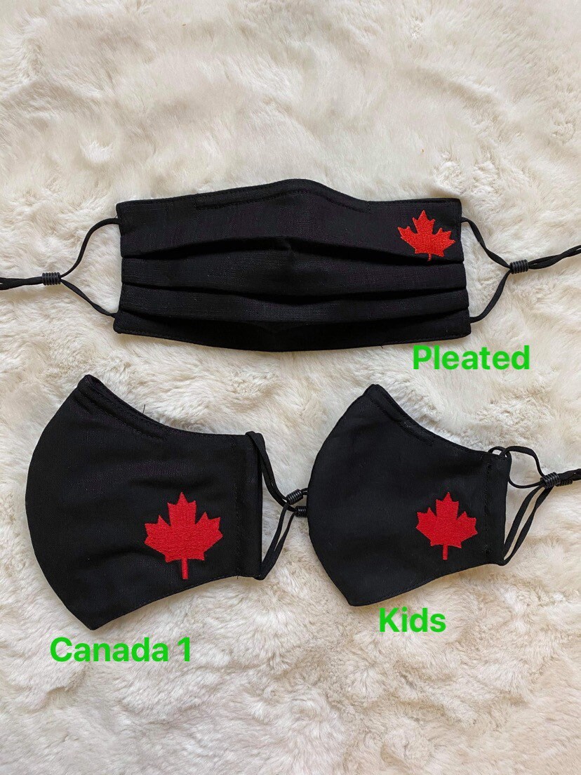 Canada Flag EMBR0IDERED FACEMASKS Wide 3 Layered High - Etsy