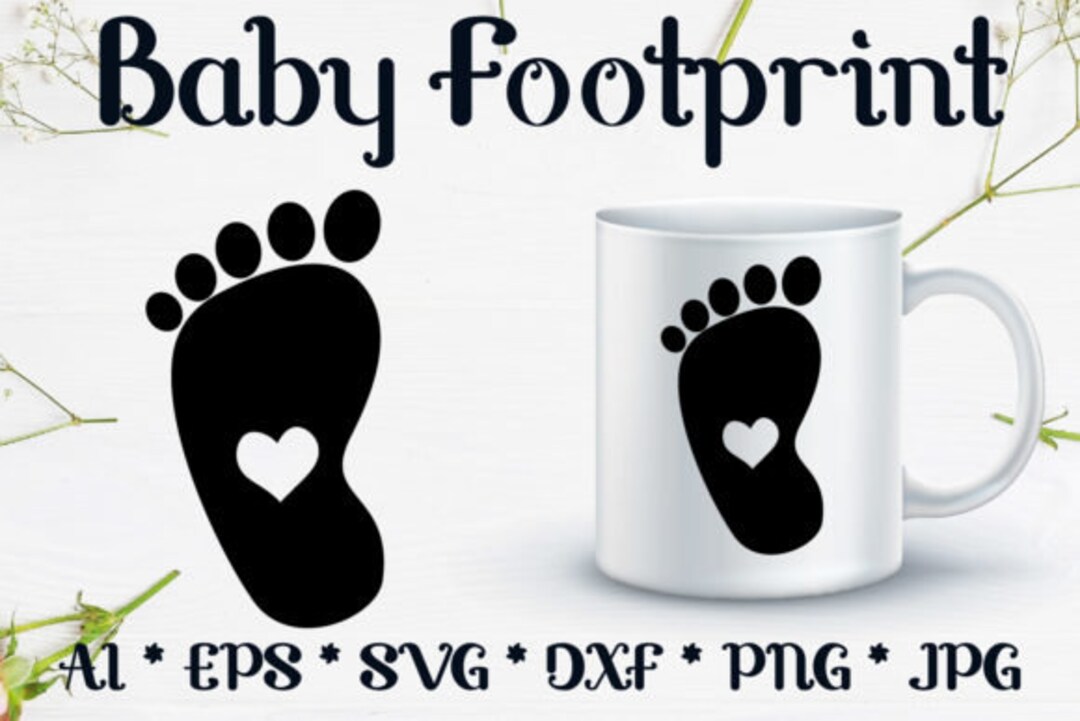 Baby Footprint With Heart Svg Design - Etsy