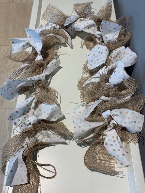 Polka Dot and Burlap Banner, Cactus and Burlap Banner, Rag Tie Garland ...