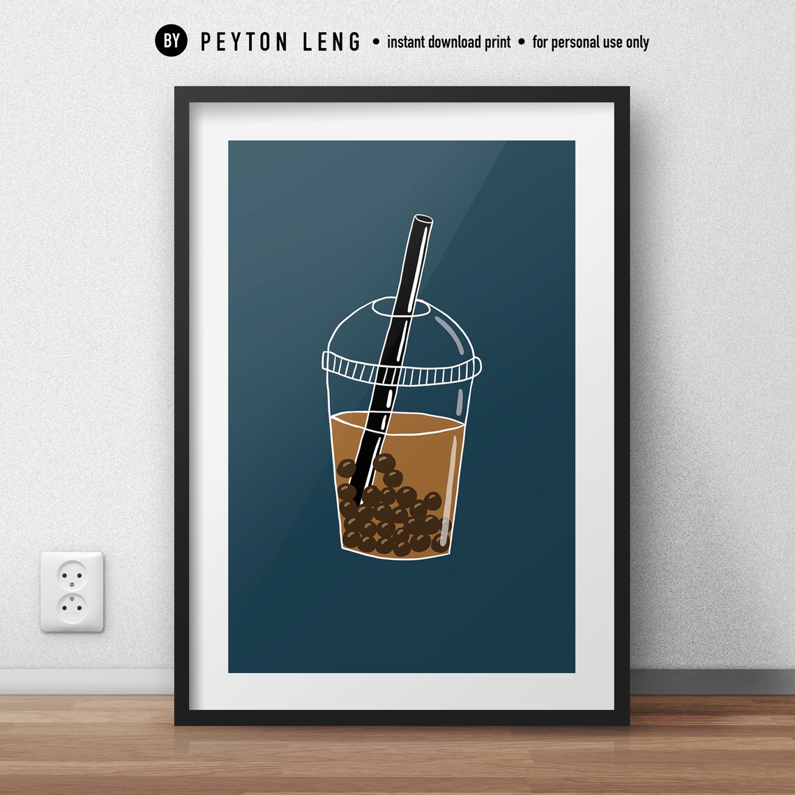 Boba Illustration Bubble Tea Wall Art Pop Art Digital Download Food Art ...