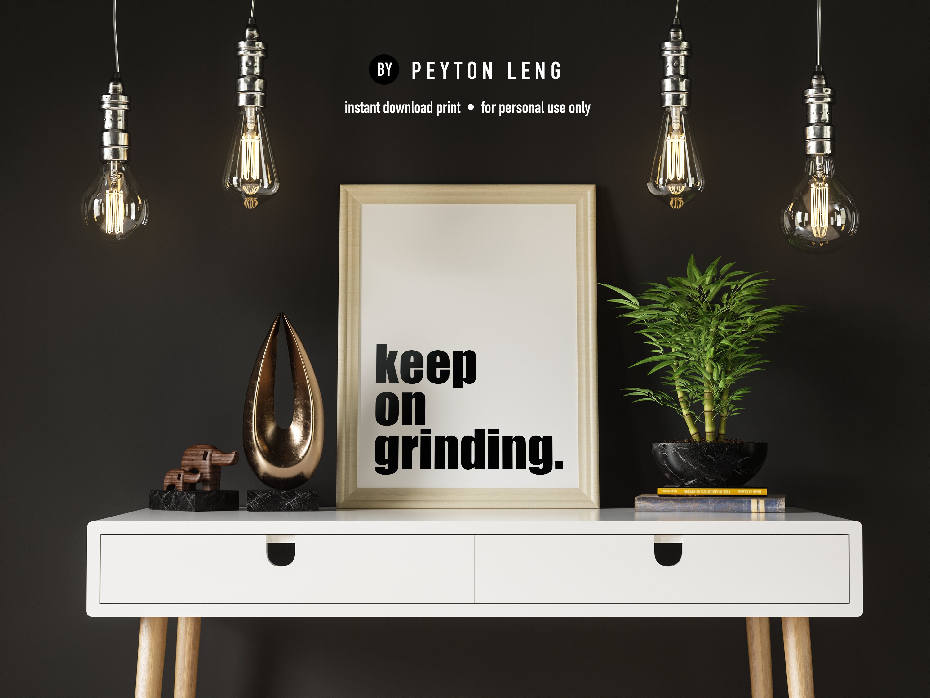Keep on Grinding, Black & White, Printable Wall Art, Minimalistic ...
