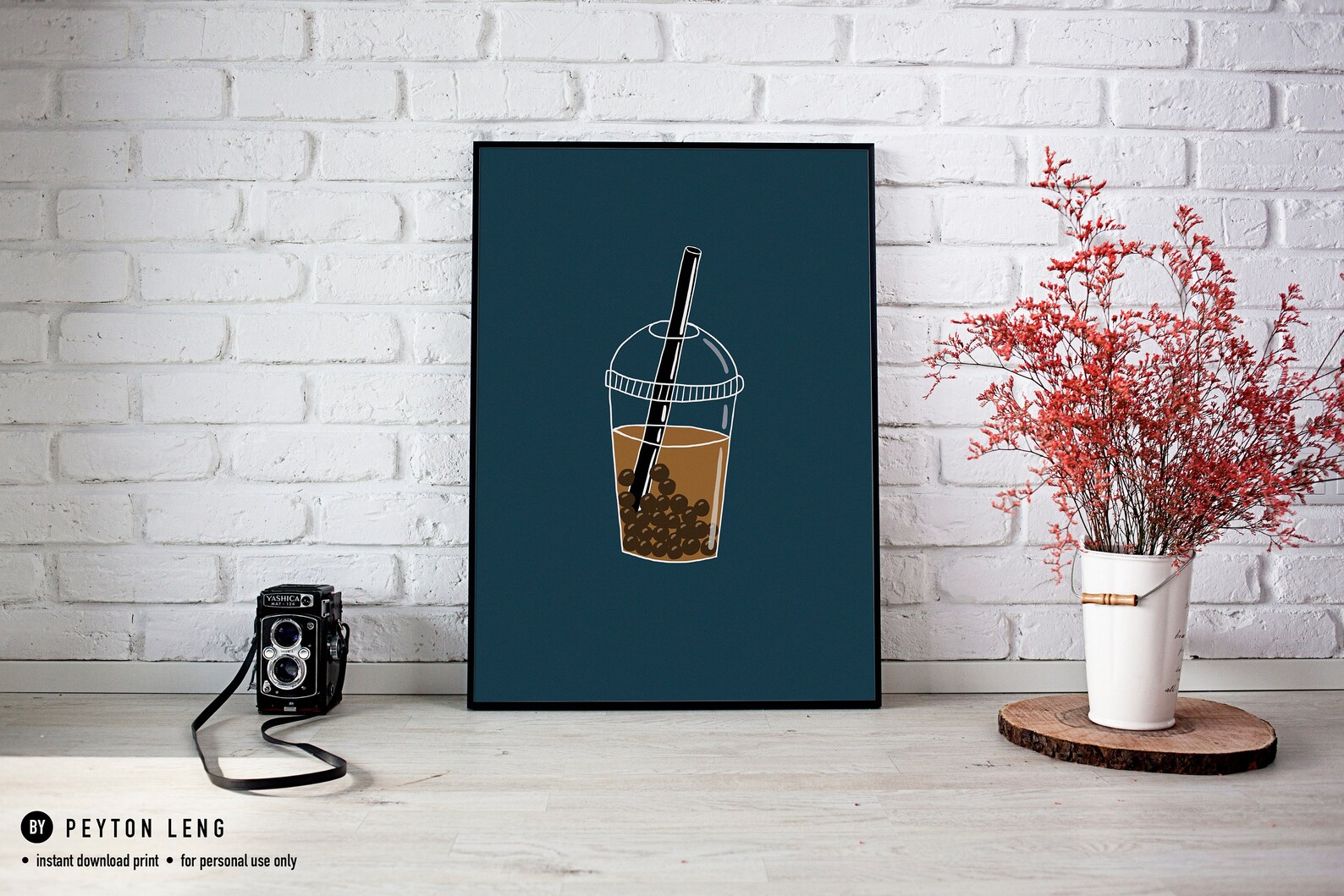 Boba Illustration Bubble Tea Wall Art Pop Art Digital Download Food Art ...