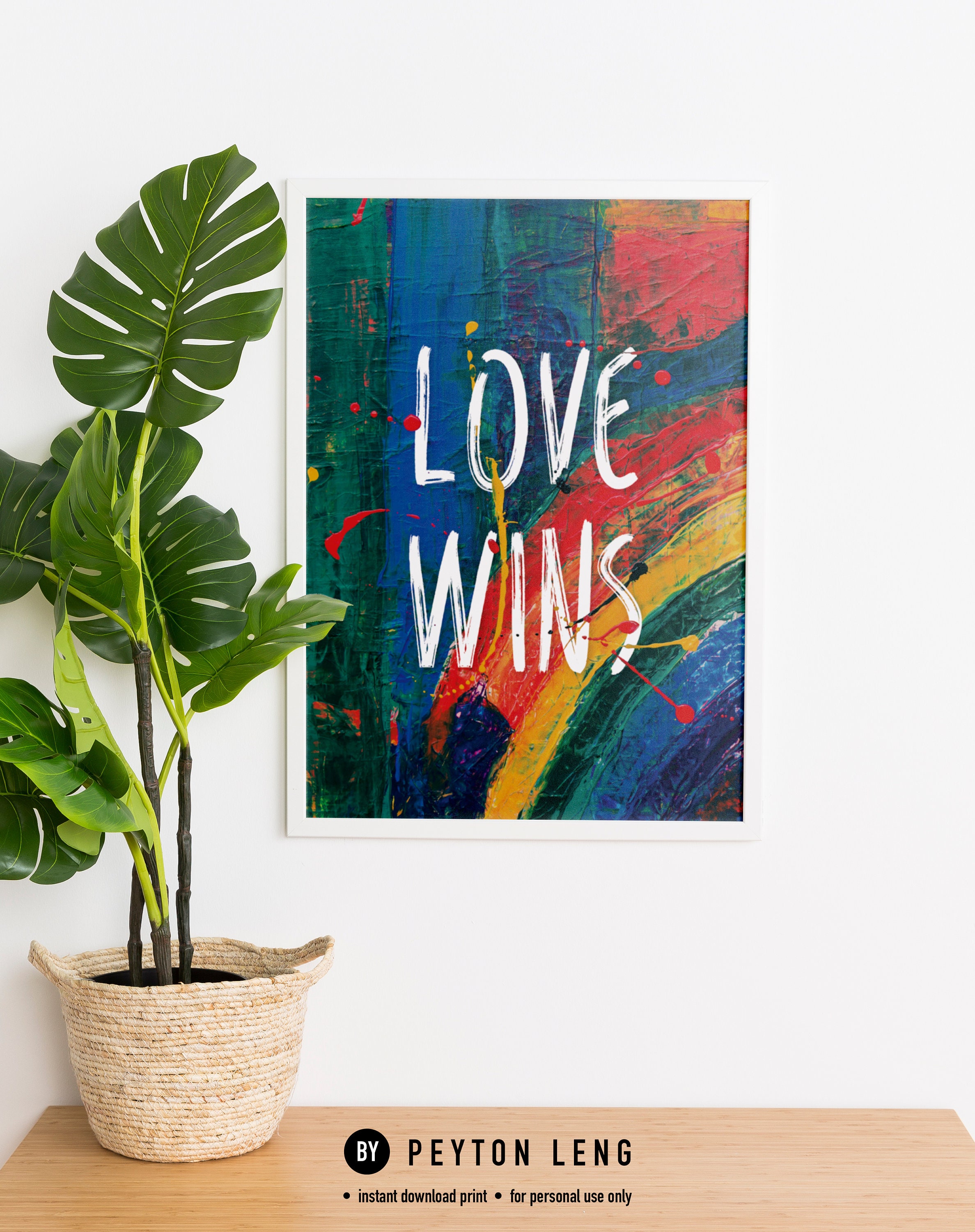 Love Wins Pride Poster Rainbow Wall Art Printable Poster Digital ...