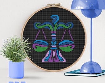 LIBRA Modern Counted Cross Stitch Pattern Pdf Instant - Etsy
