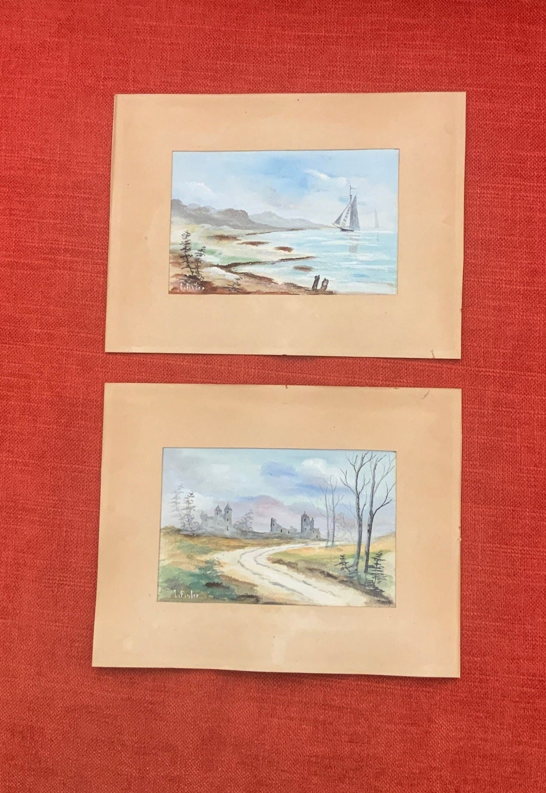Two Original Vintage Watercolours, Signed G Fister - Etsy