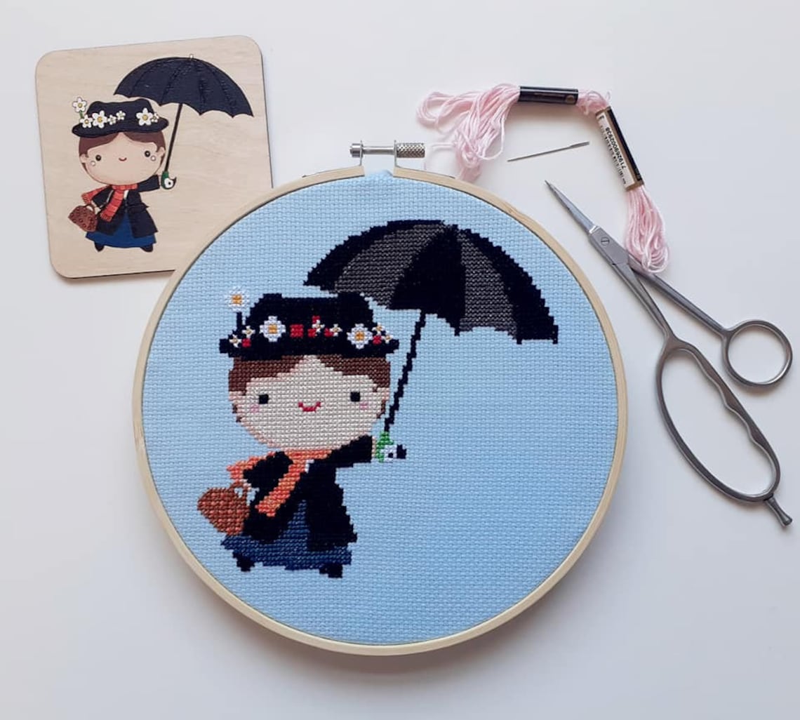 Cross Stitch Pattern Mary Poppins Style Cross Stitch | Etsy
