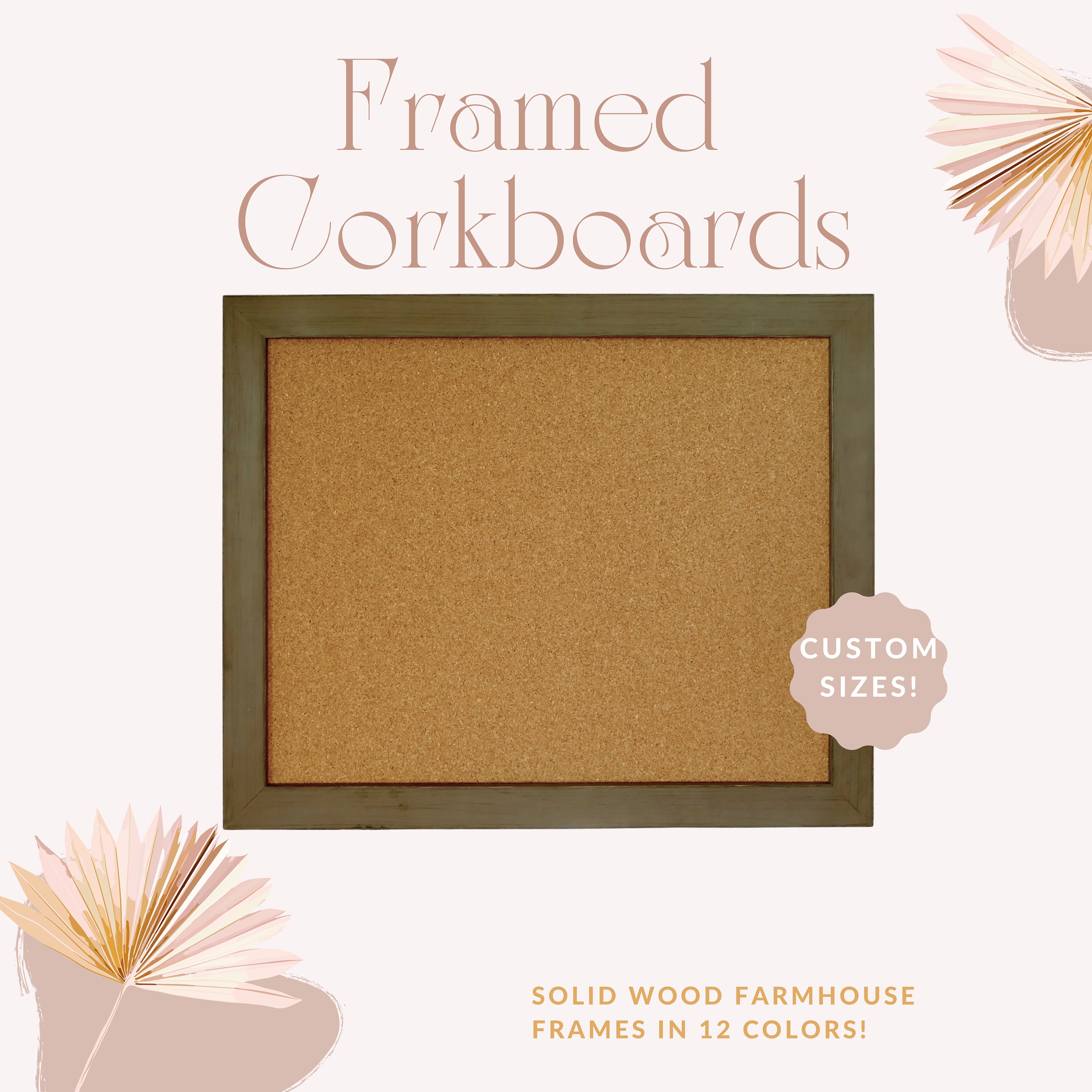 Farmhouse Bulletin Board Framed - Rustic Solid Wood & Cork - Custom ...