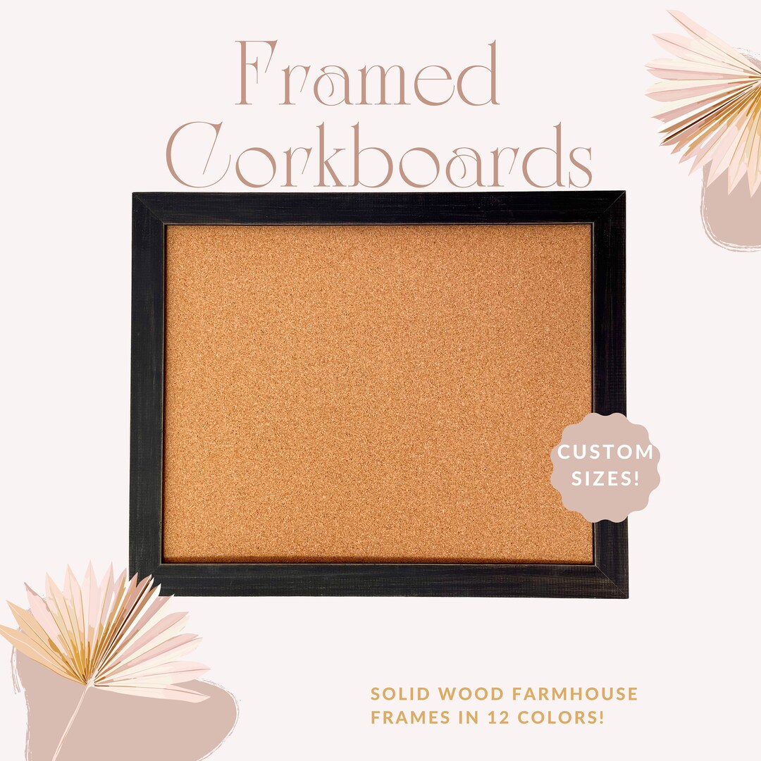 Farmhouse Bulletin Board Framed - Rustic Solid Wood & Cork - Custom ...