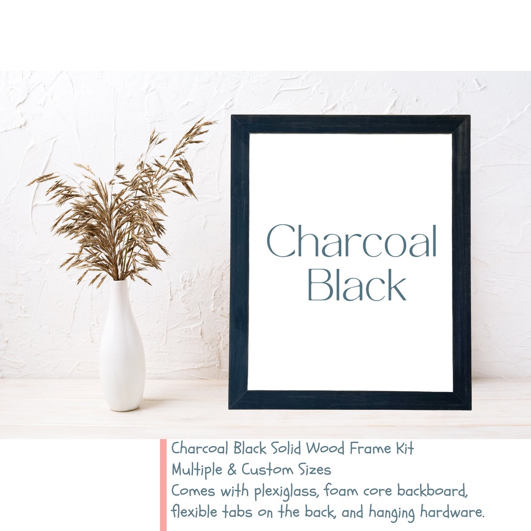 BLACK FARMHOUSE DIY Picture Frame Kit Solid Wood Rustic Finish Custom ...