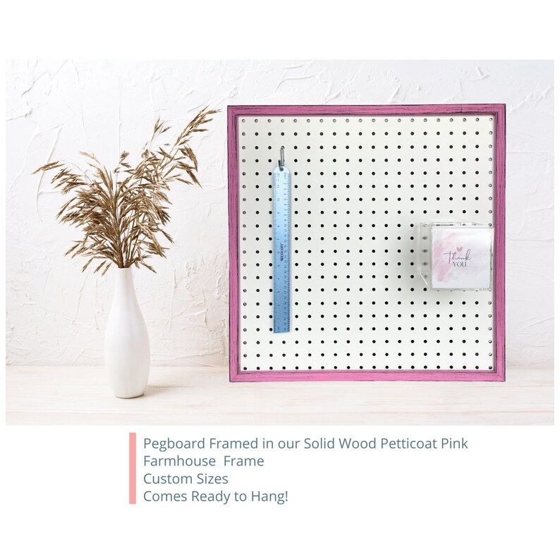 FRAMED PEGBOARD in A Solid Wood Farmhouse Frame, Office Decor Organizer ...