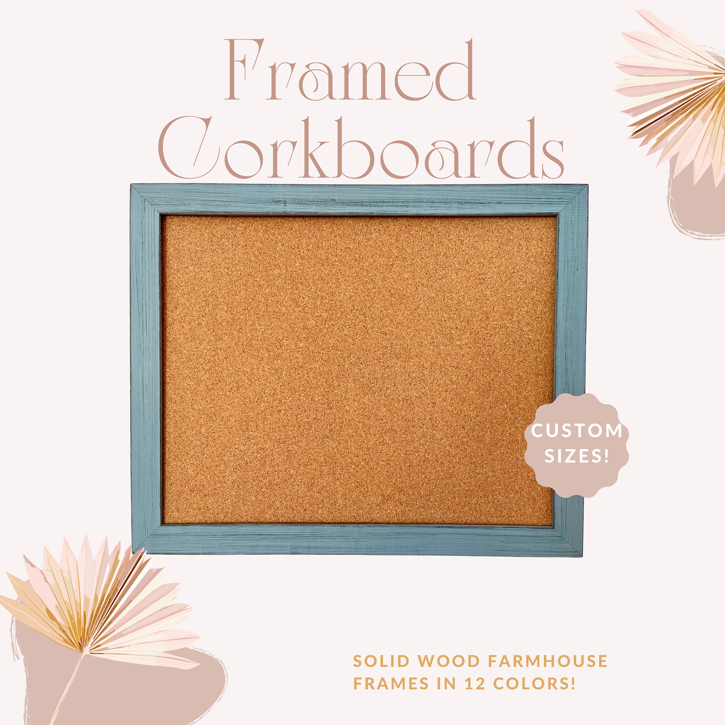 Farmhouse Bulletin Board Framed - Rustic Solid Wood & Cork - Custom ...