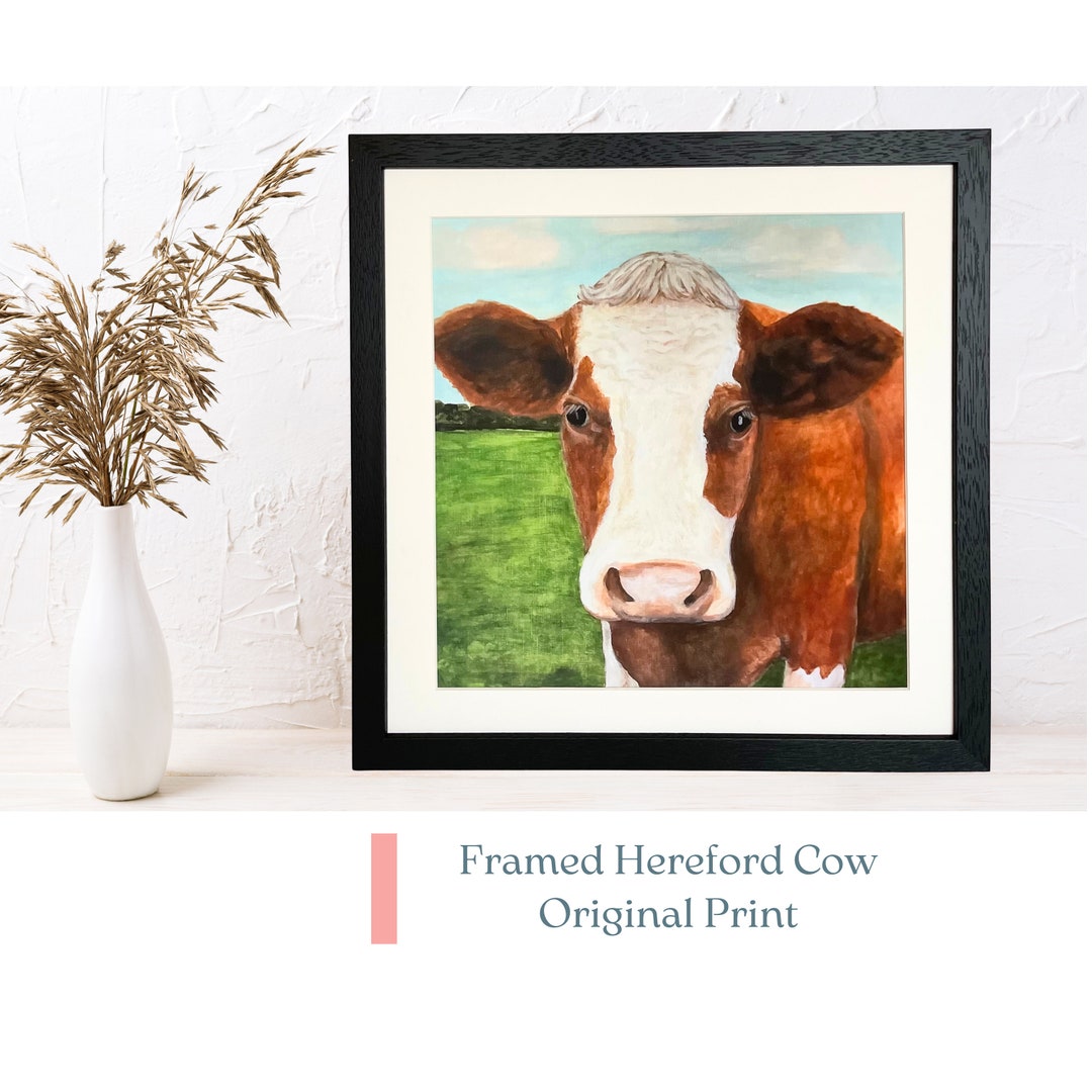 Cow Print Original Artwork Framed, Farmhouse Wall Decor, 4 Frame ...