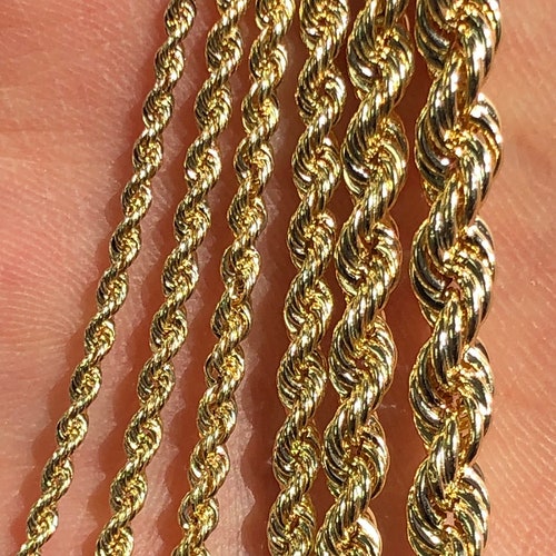 14K Gold 3mm Rope Chain Necklace 24 Inch - Etsy