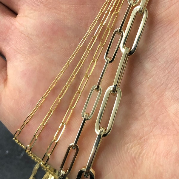 14k Gold Paperclip Chain - Etsy