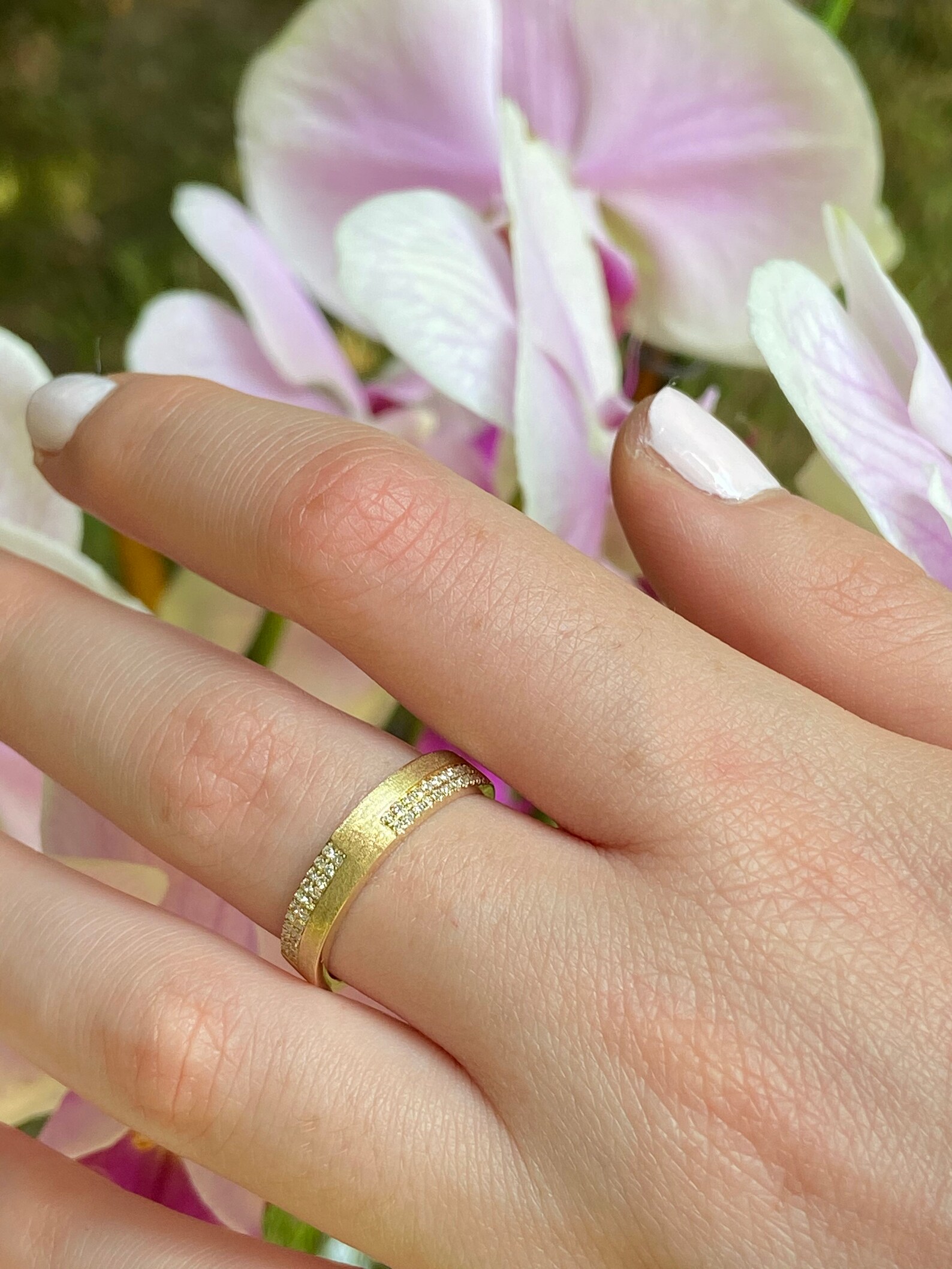Diamond Element Band / 14k Gold / Gold Band / Fine Jewelry / - Etsy