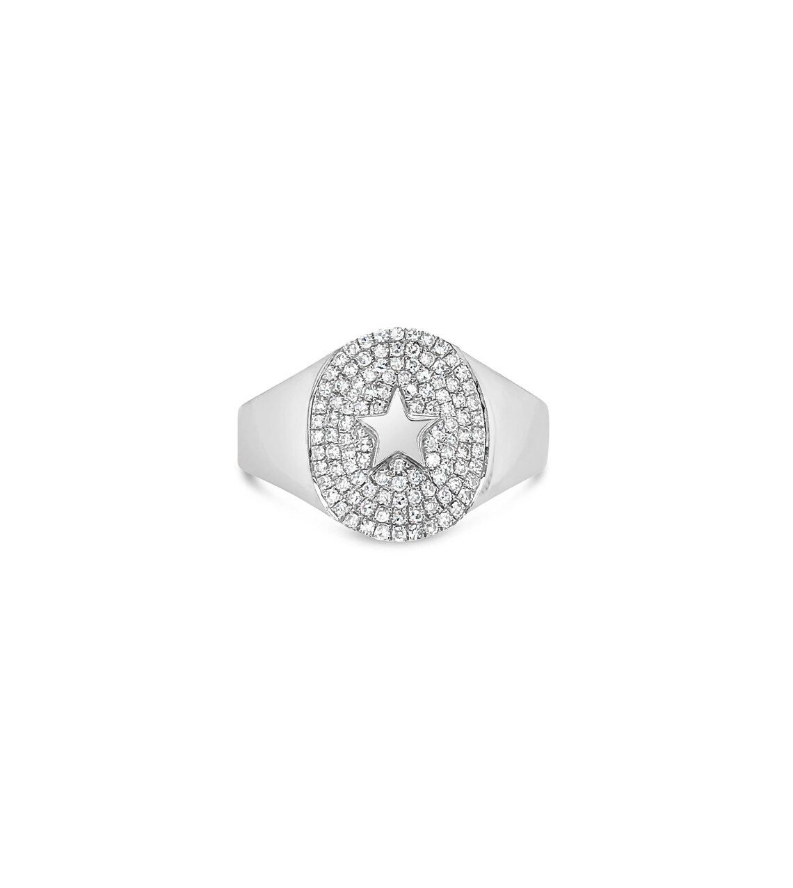 Diamond Star Pinky Ring / Diamond Signet Ring / Solid 14k Gold | Etsy