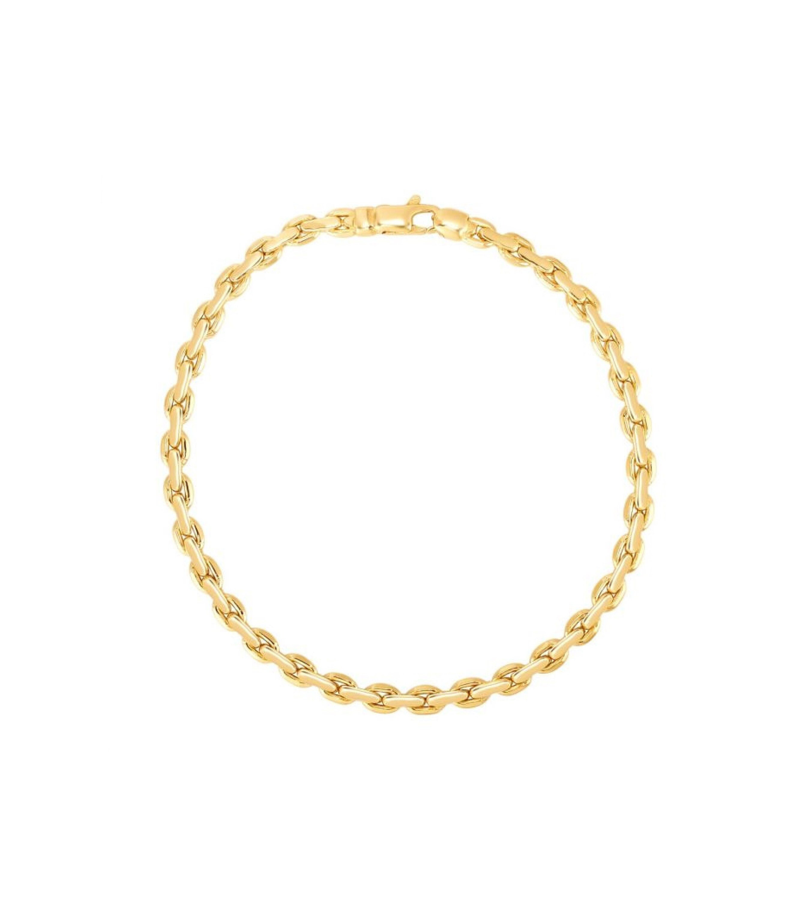 14k Gold Flat Link Bracelet / Solid 14k Gold / Chain Link - Etsy