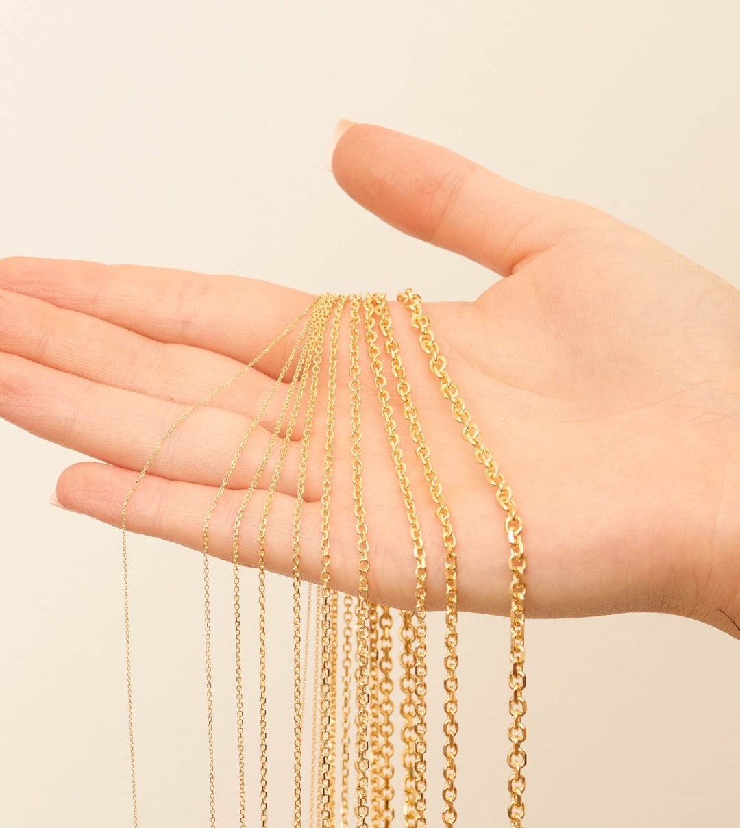 Solid 14k Gold Cable Anchor Chain Necklace / Yellow Gold Chain for ...