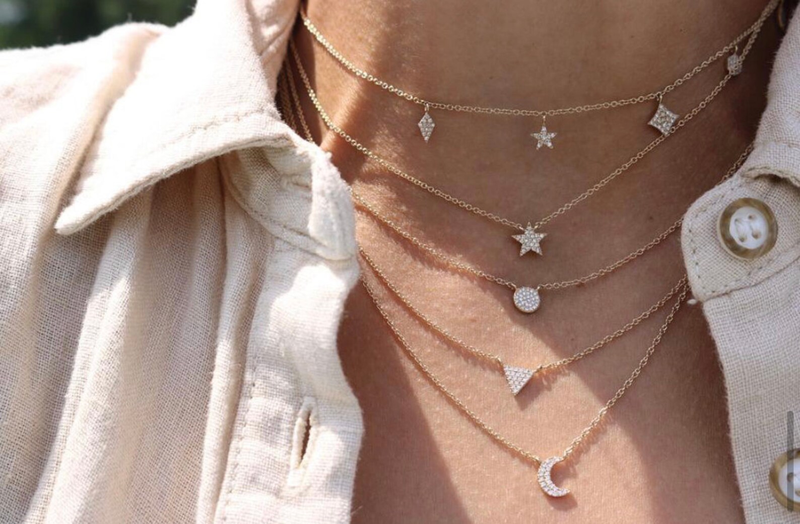 Diamond Moon Necklace / 14k Gold / Diamond Pendant / Diamond - Etsy