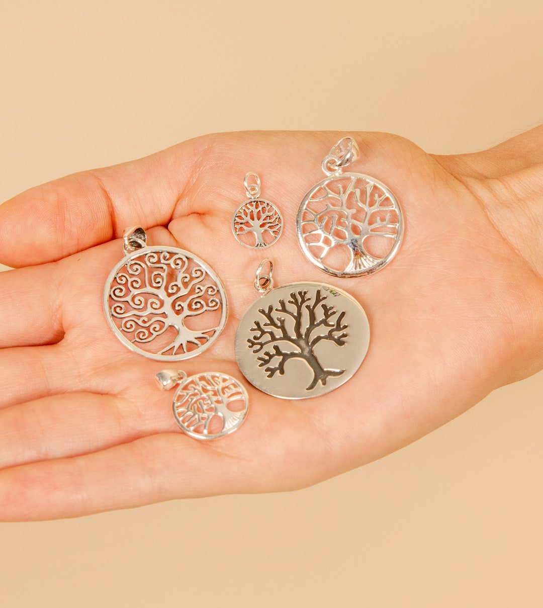 Silver Tree of Life Necklace / 925 Sterling Silver / Charm Pendant ...