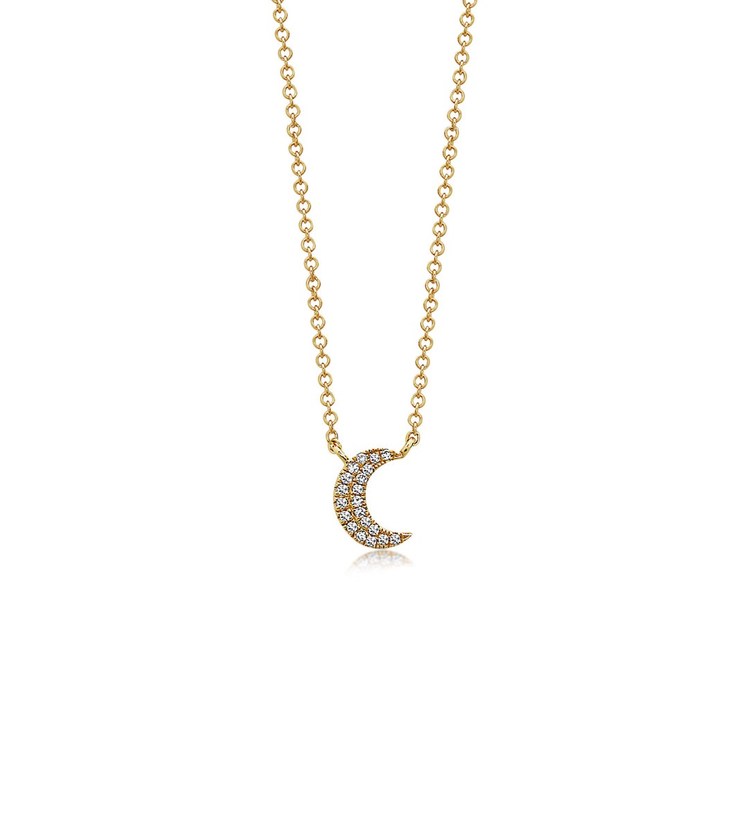 Diamond Moon Necklace / 14k Gold / Diamond Pendant / Diamond Choker ...