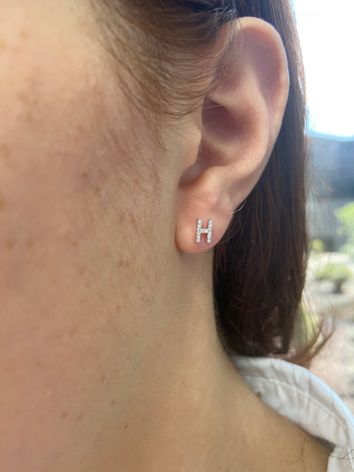 Diamond Initial Earring / Solid 14k Gold / Fine Jewelry / - Etsy