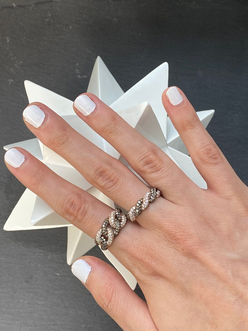 Diamond Link Ring / 18k Rose Gold / Diamond Link Wedding Ring - Etsy