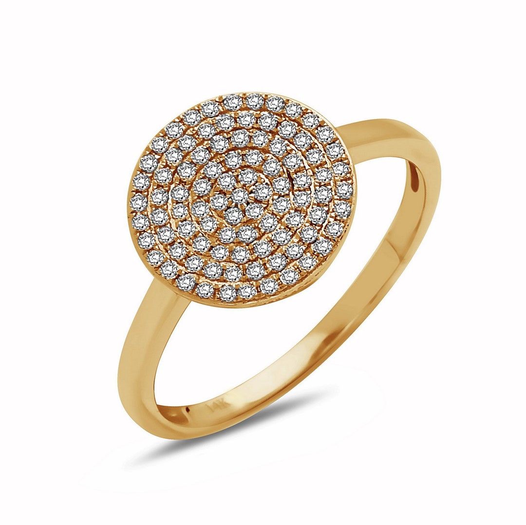 Diamond Disc Ring / 14k Gold / Gold Disc Ring / Fine Jewelry / Dainty ...