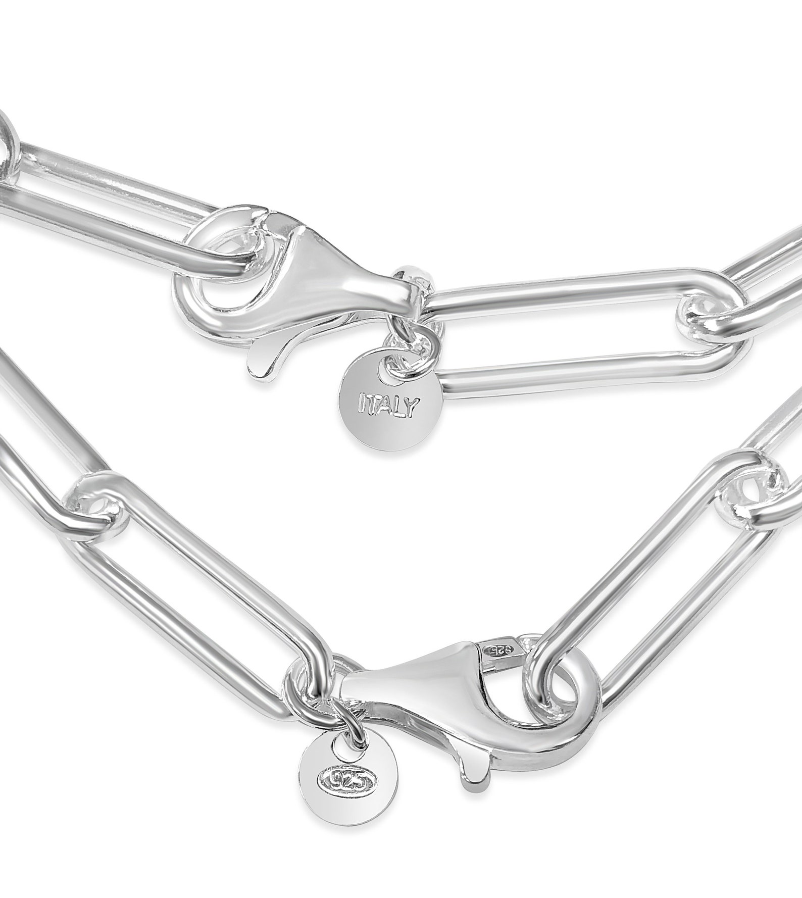 Silver Paperclip Necklace 925 Sterling Silver Oval Link Etsy