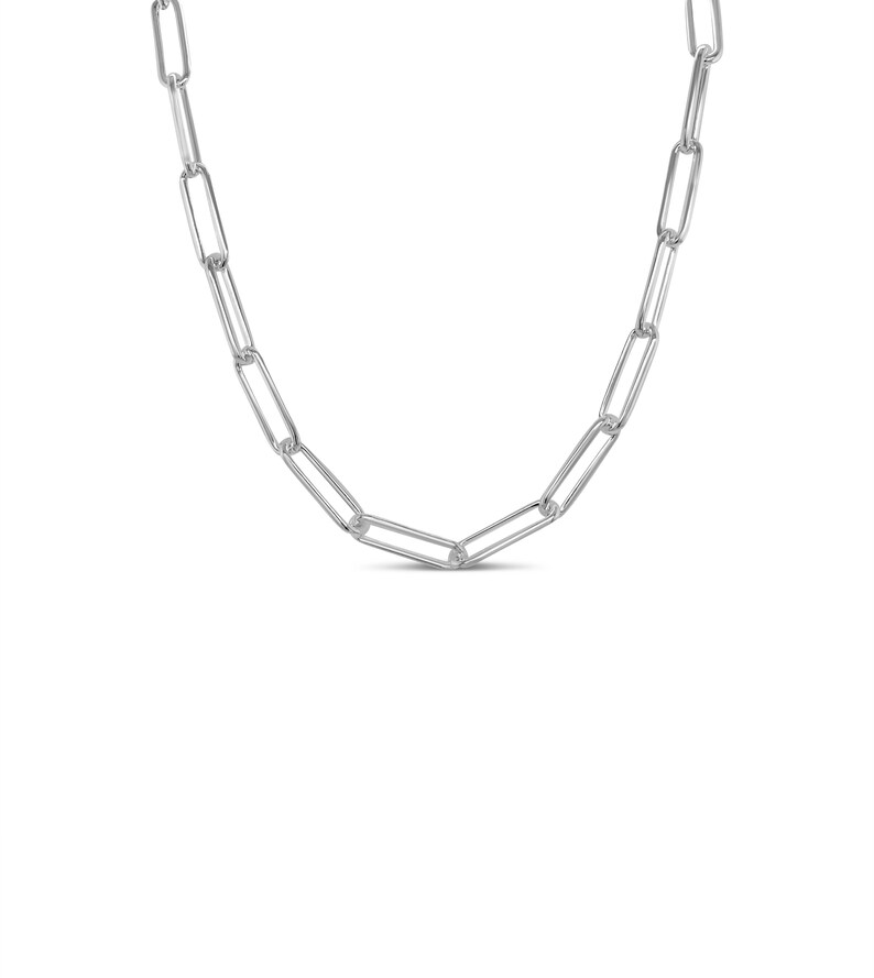 Silver Paperclip Necklace 925 Sterling Silver Oval Link Etsy