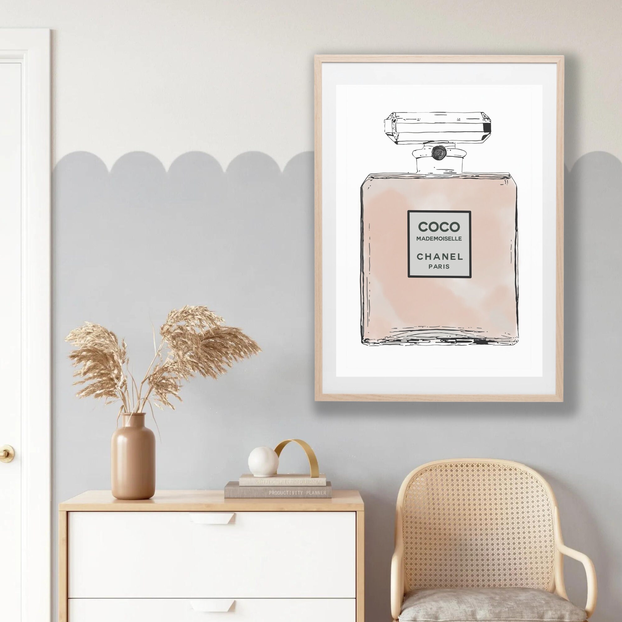 Chanel Hand Drawn Digital Print Wall Art Watercolour Printable Wall ...