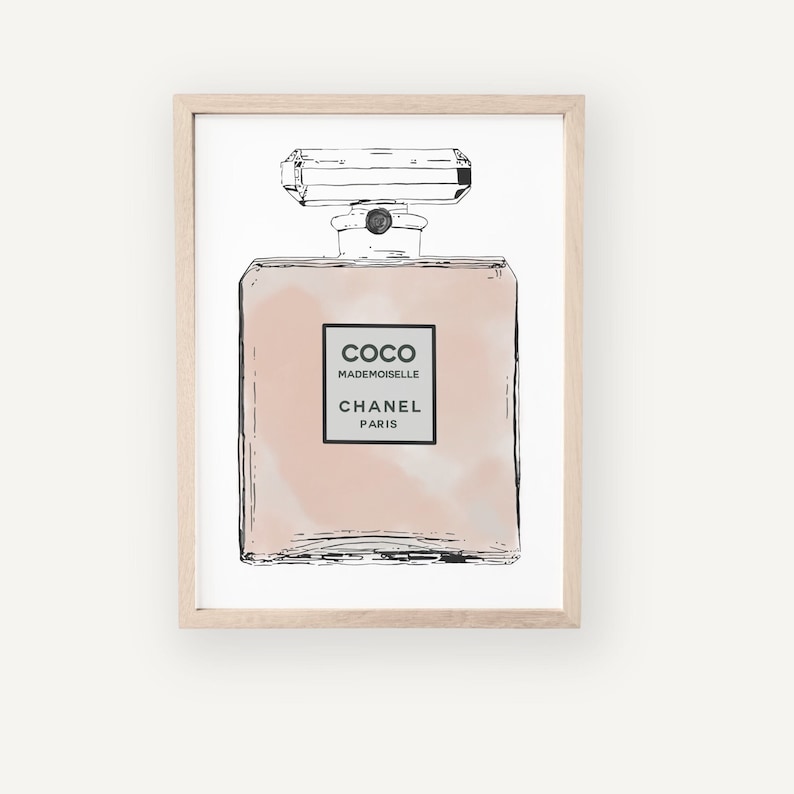 Chanel Hand Drawn Digital Print Wall Art Watercolour Printable Wall ...