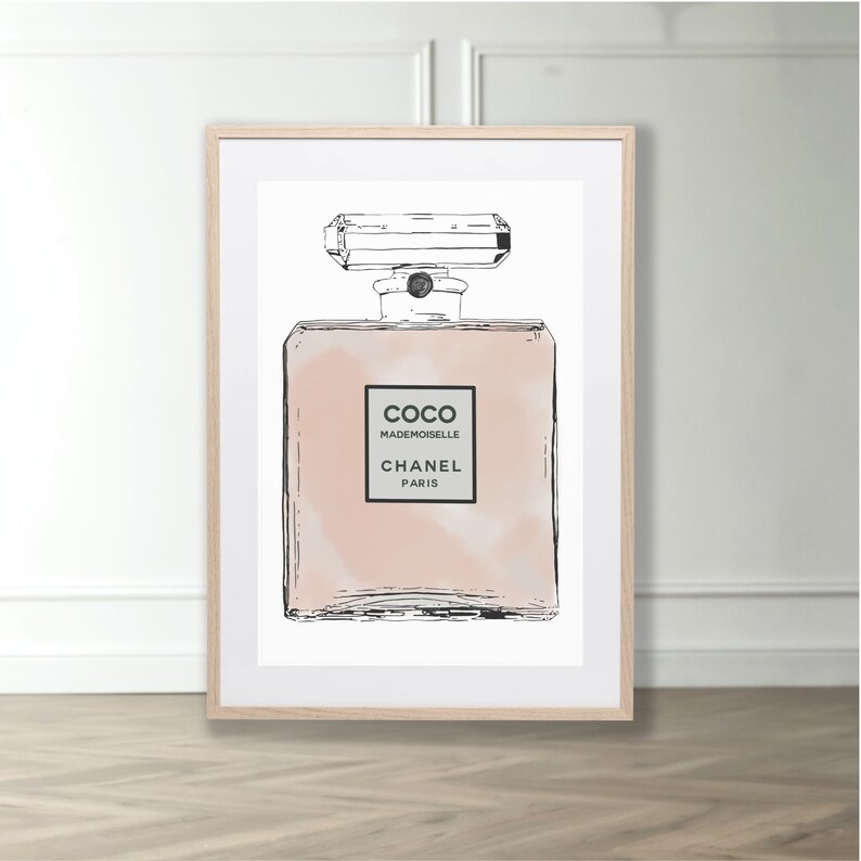 Chanel Hand Drawn Digital Print Wall Art Watercolour Printable Wall ...
