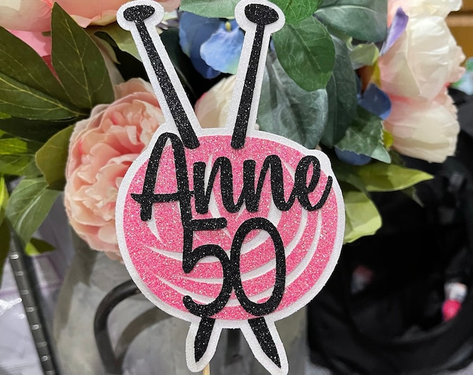 Knitting Theme Cake Topper - Personalised - Etsy