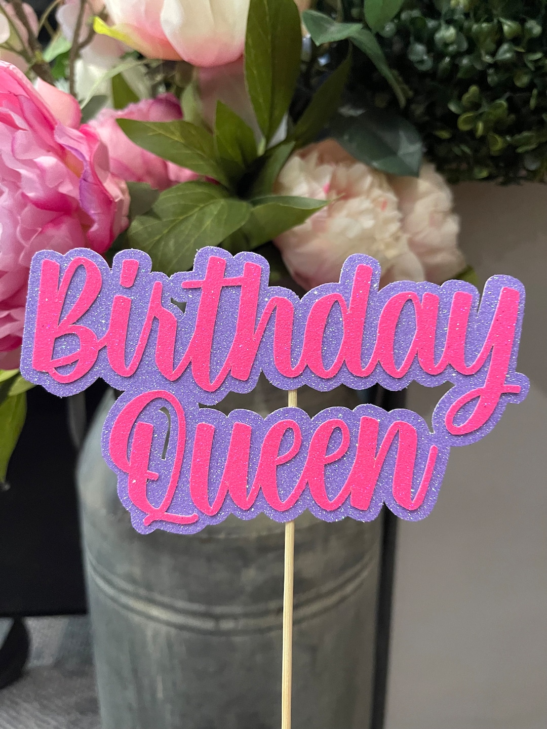Birthday Queen Glitter Cake Topper - Birthday - Queen- Party - Etsy