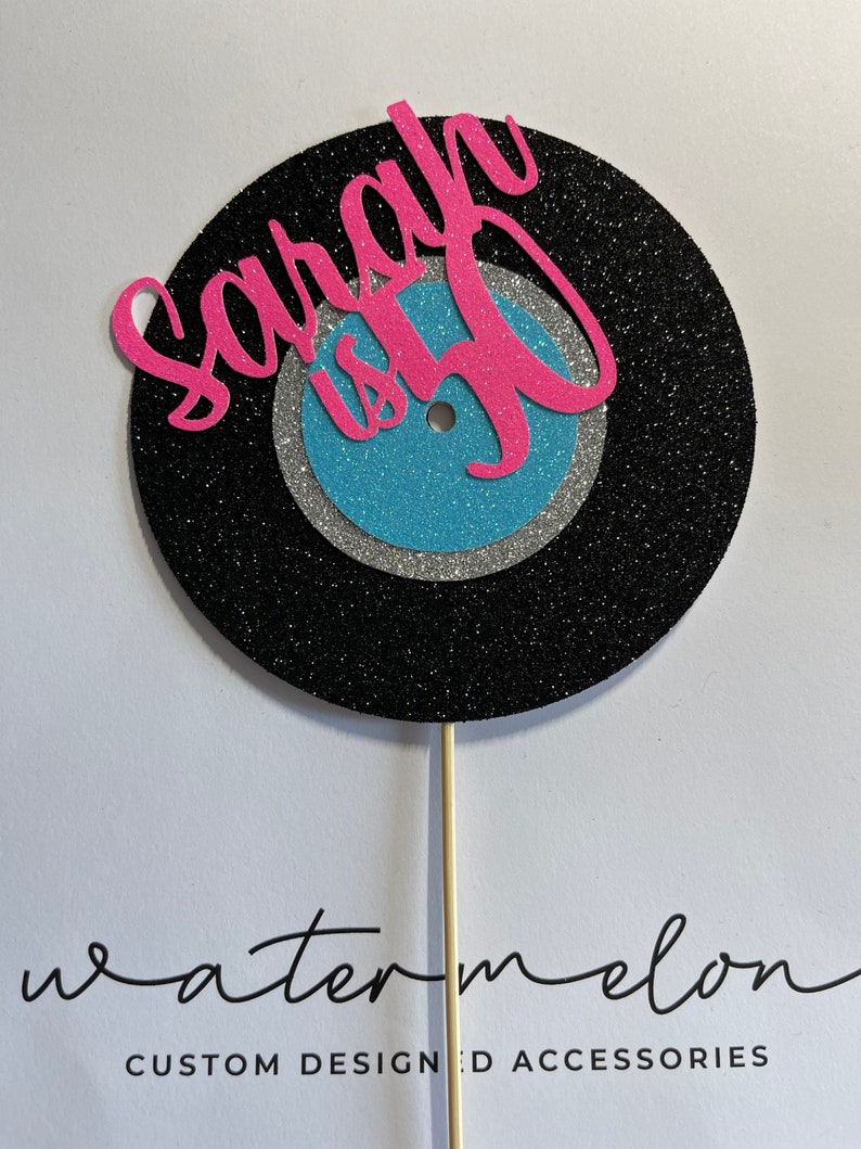 Vinyl Record Theme Cake Topper - Personalised - Etsy
