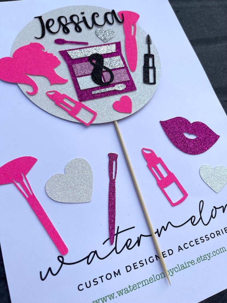 Make up Theme Cake Topper- Personalised - Any Name and Age - With ...