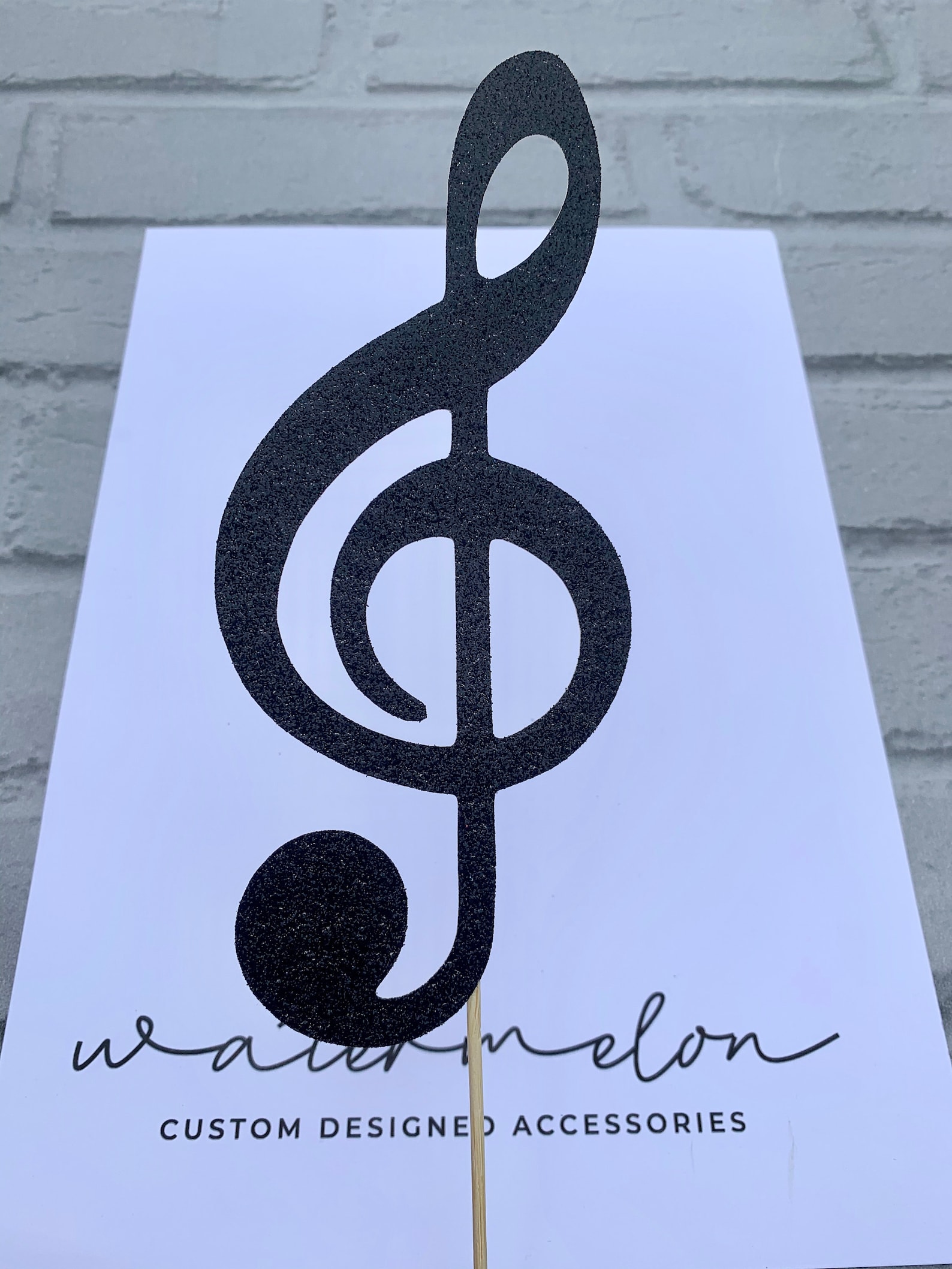 Treble Clef Cake Topper in Black Glitter Party Birthday - Etsy