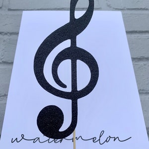 Treble Clef Cake Topper in Black Glitter - Party - Birthday - Musical ...