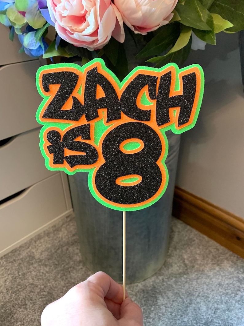 Graffiti Themed Cake Topper Set - Personalised - Birthday Topper With 3 ...