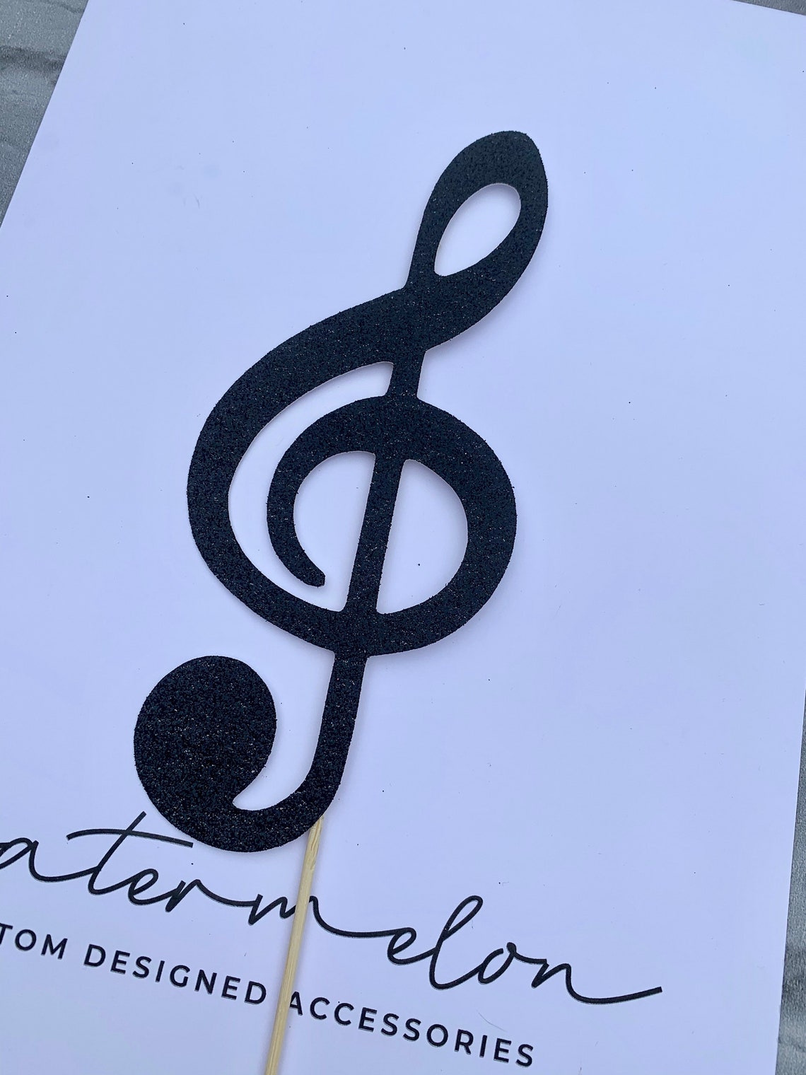 Treble Clef Cake Topper in Black Glitter - Party - Birthday - Musical ...